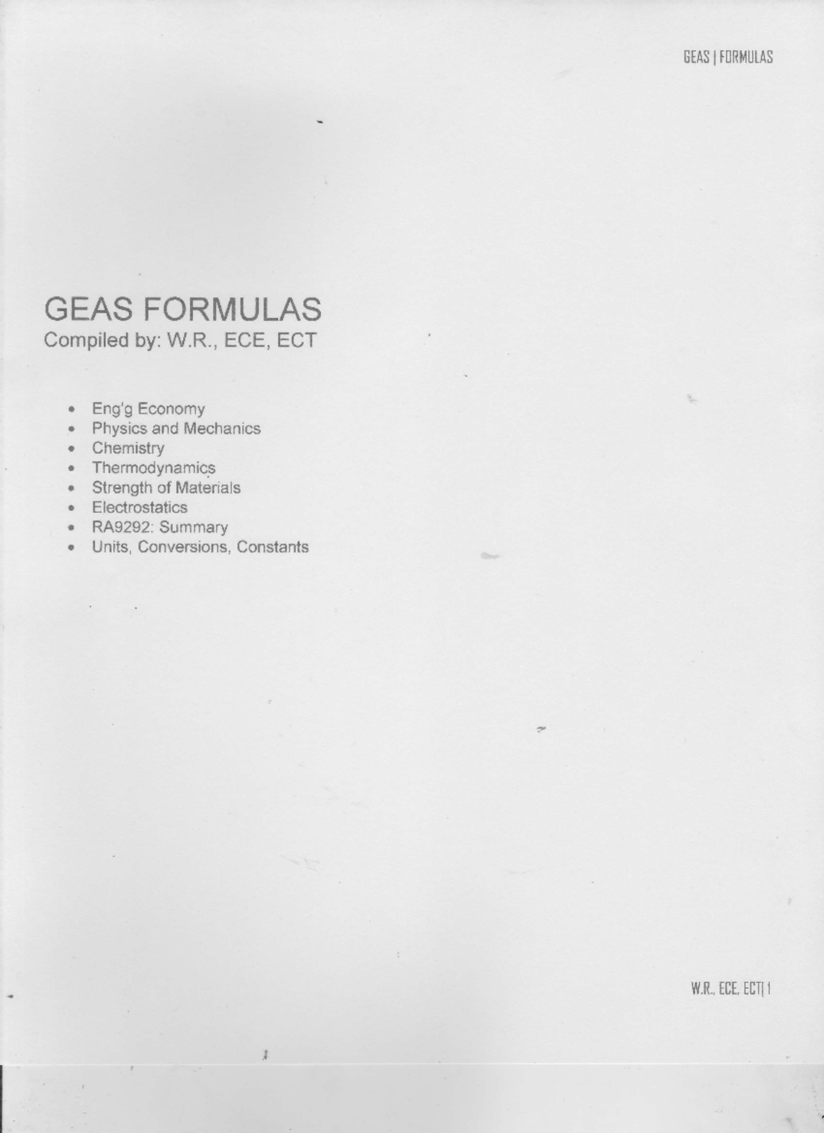 659110524 1 Geas Formulas - GEAS FORMULAS Compiled by: W., ECE, ECT ...