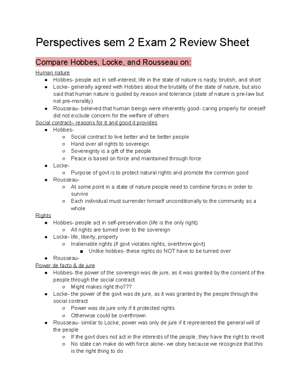 Perspectives semester 2 exam 2 - Perspectives sem 2 Exam 2 Review Sheet ...