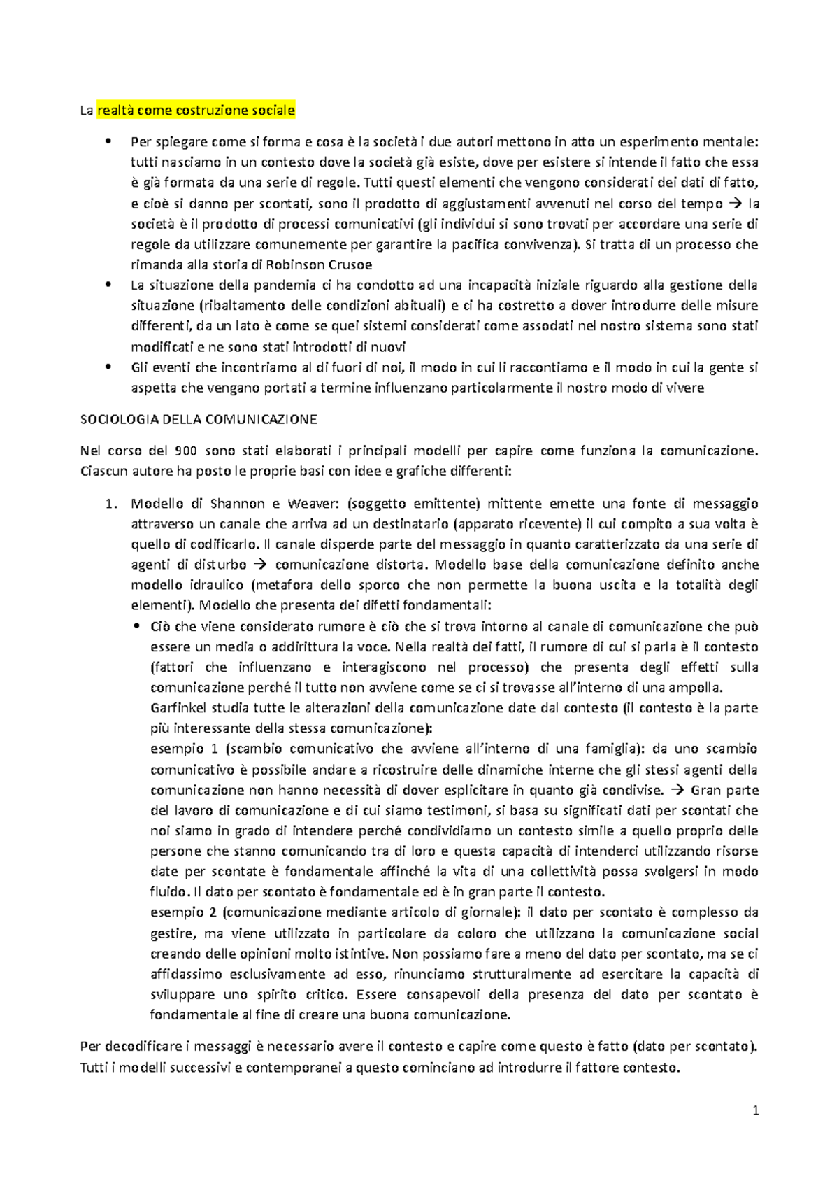 Lezione - appunti delle lezioni, esame superato con 30 - La realtà come ...