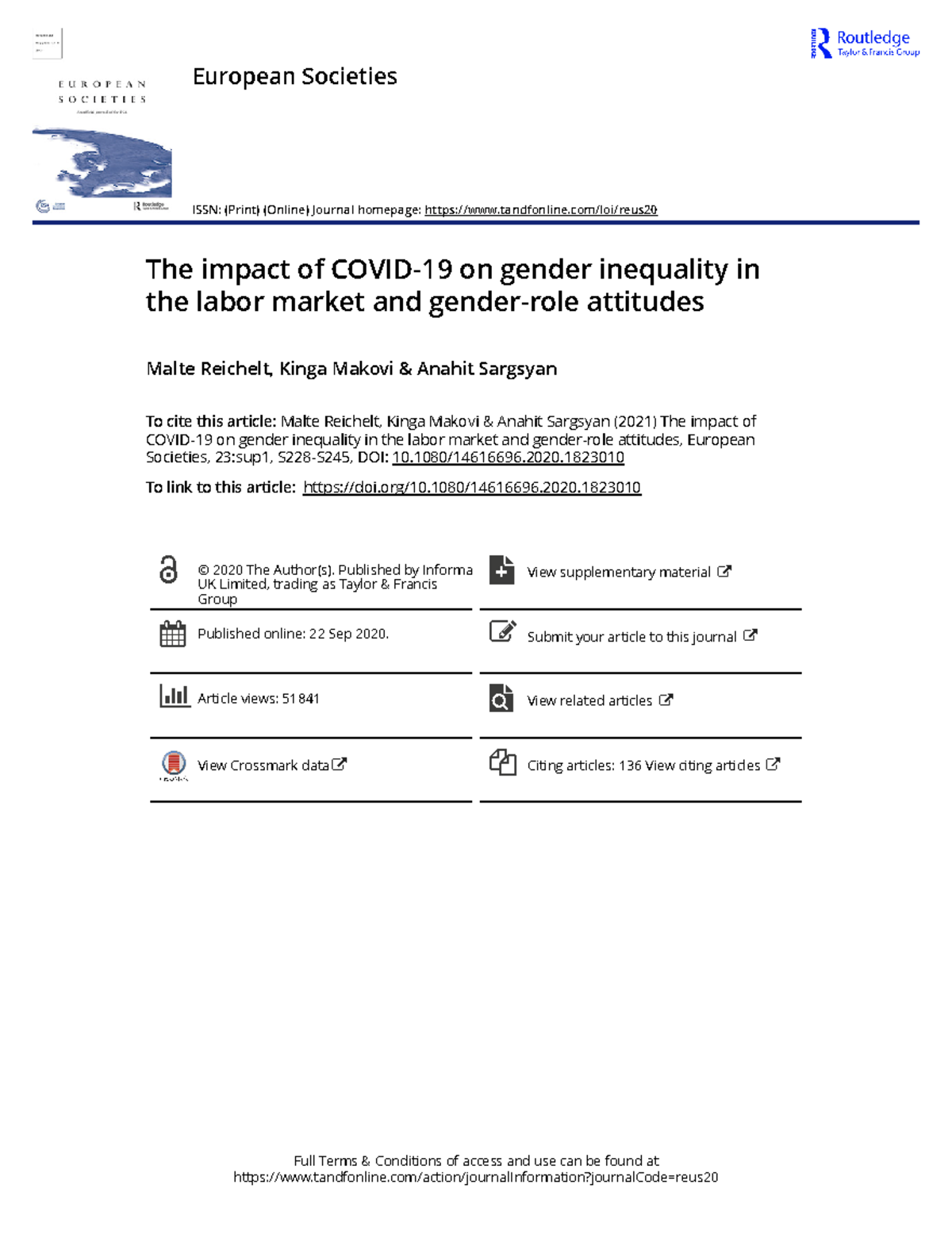 The impact of Covid 19 on gender inequality in the labor market and ...