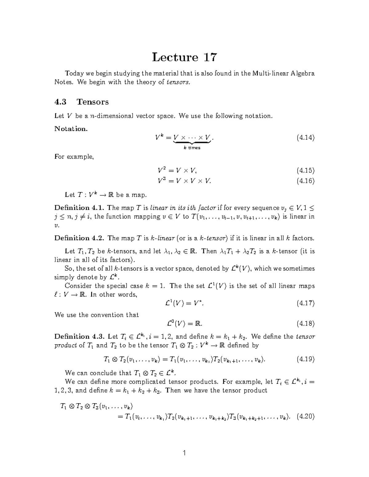 Mathematical Analysis-Lecture 17 - | {z } 6 Lecture 17 Today - Studocu