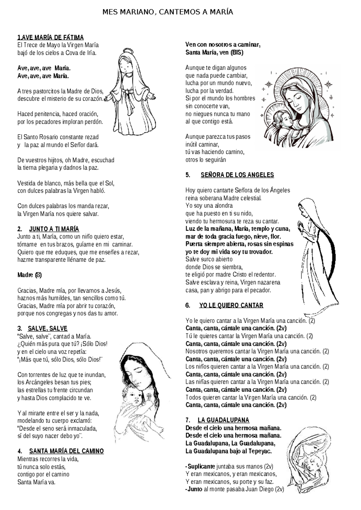 Cantos Marianos - CANCIONERO - 1 MARÍA DE FÁTIMA El Trece de Mayo la ...