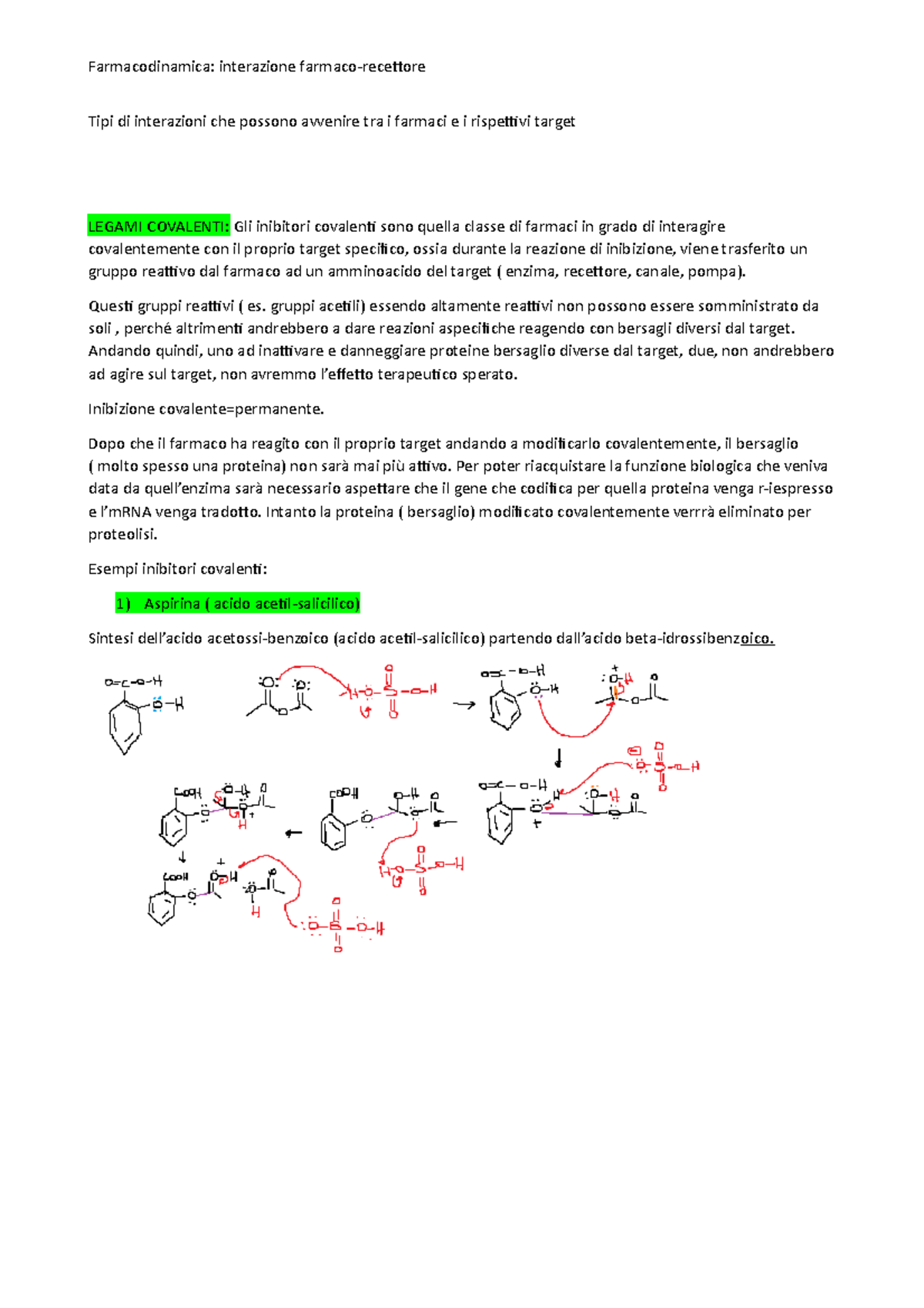 Interazione farmaco recettore - Tipi di interazioni che possono ...