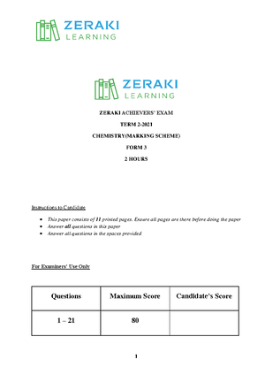 Mathematics - Mathematics Form 3 Paper 1 - Zeraki Achievers 3.0 - Question Paper (1) (13 ...