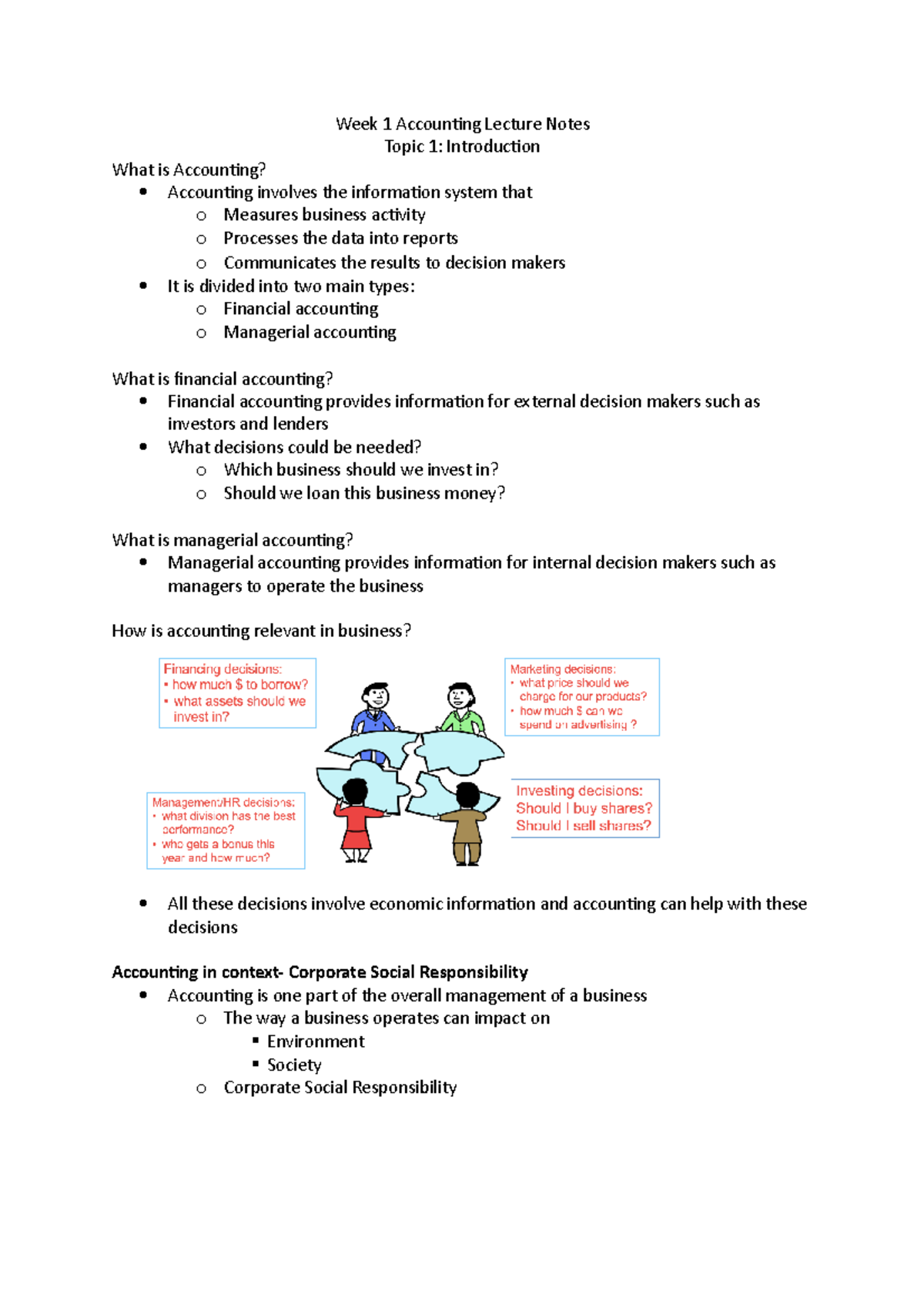 Week 1 10 Accounting Lecture Notes Week 1 Accounting Lecture Notes