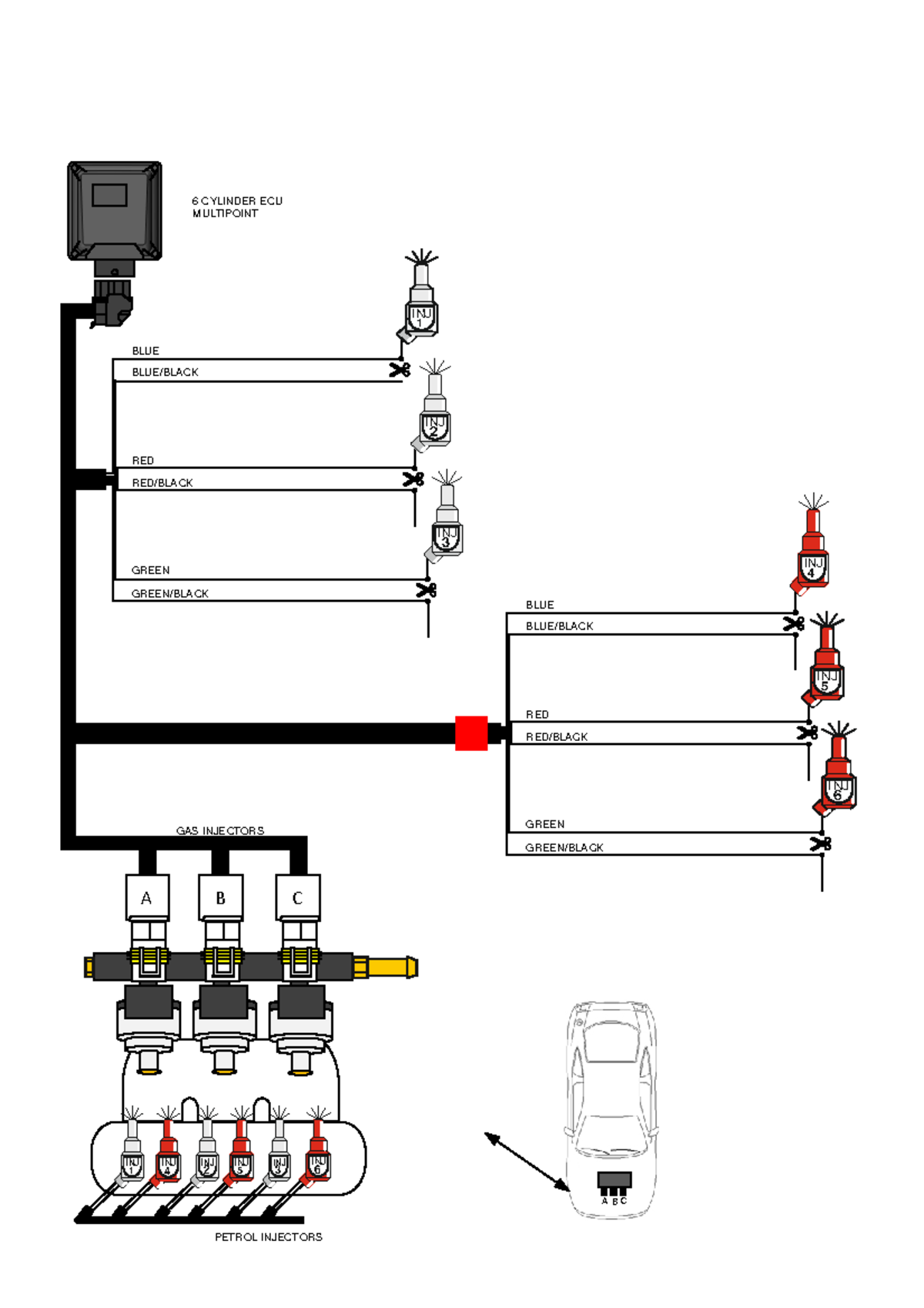 Diagram 3 cylinder 6 injectors ecu 6 cil 01022023 - Electricidad Y Electrónica Industrial - Studocu