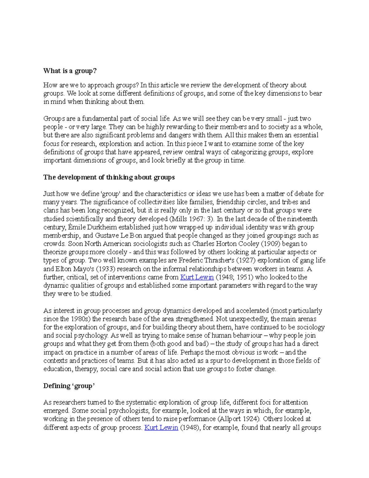 What Is A Group What Is A Group How Are We To Approach Groups In