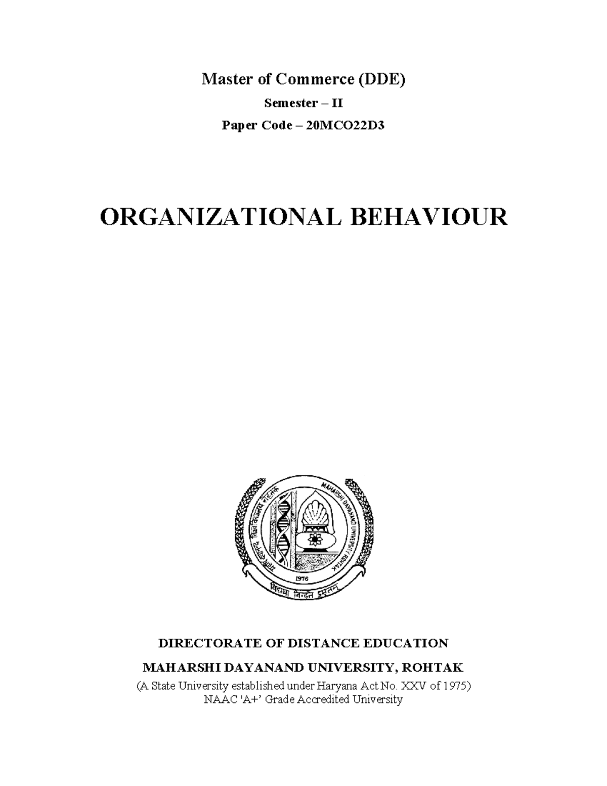 4 07-01-2021 12-32-15 Organizational Behaviour - Master of Commerce ...
