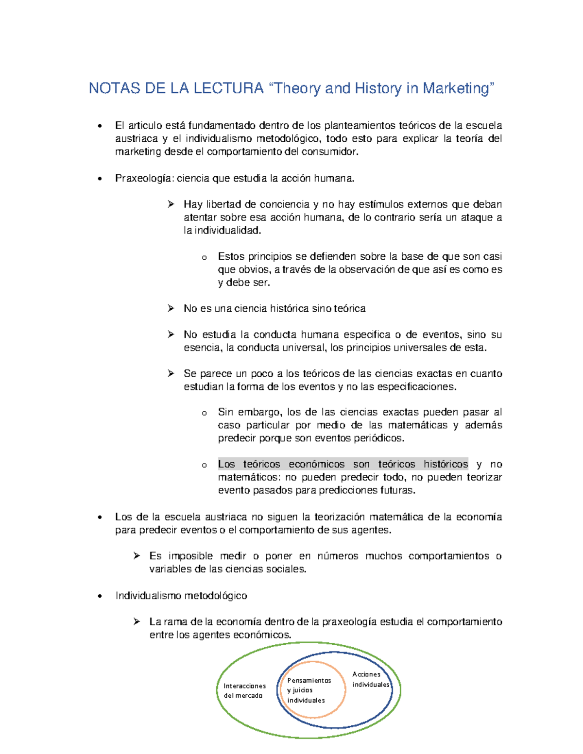 Notas DE LA Lectura “Theory and History in Marketing” - NOTAS DE LA ...