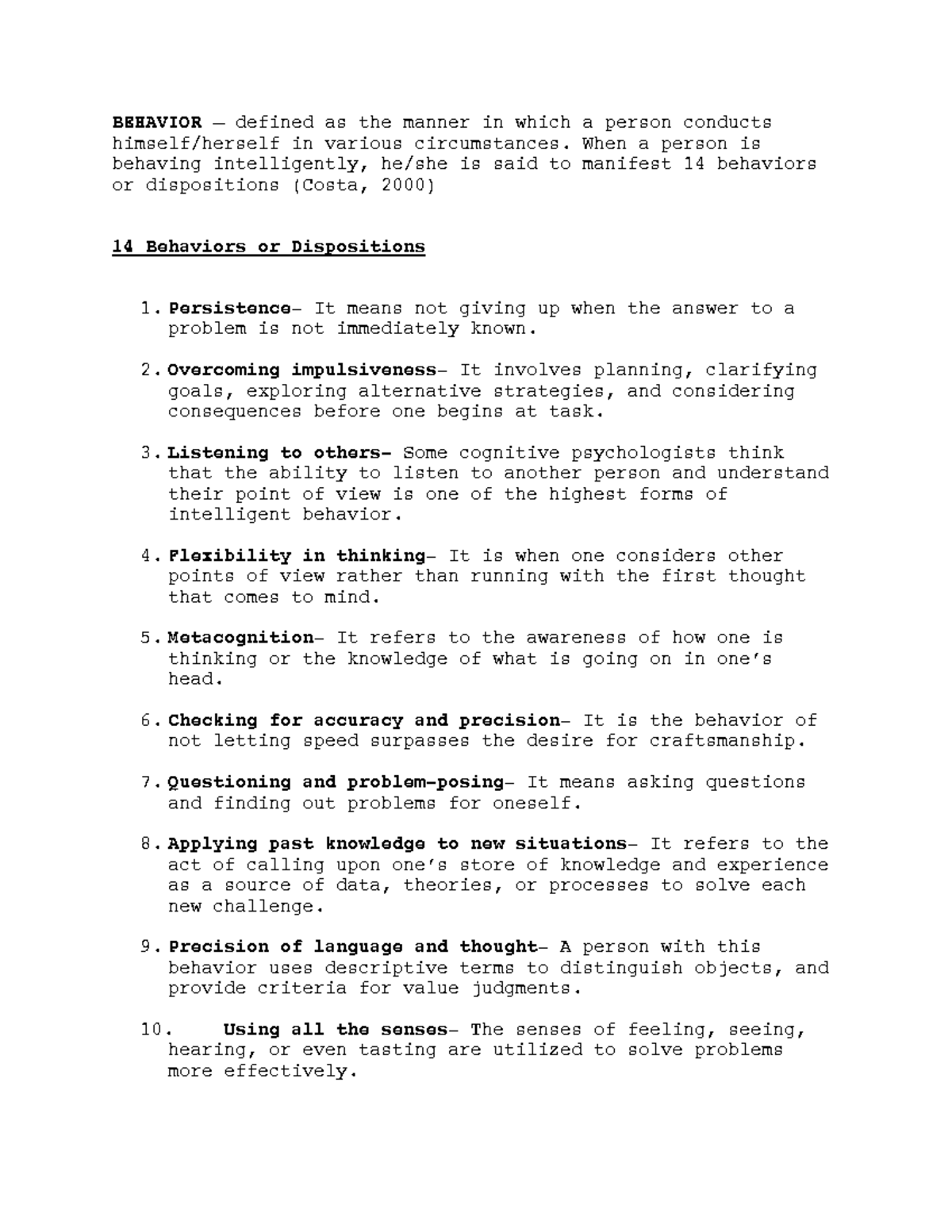 MOD4 - Understanding the self Module 4 first semester - BEHAVIOR ...