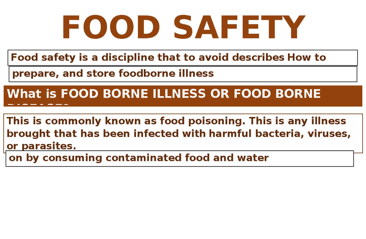 Food safety is a discipline that describes how to avoid foodborne ...
