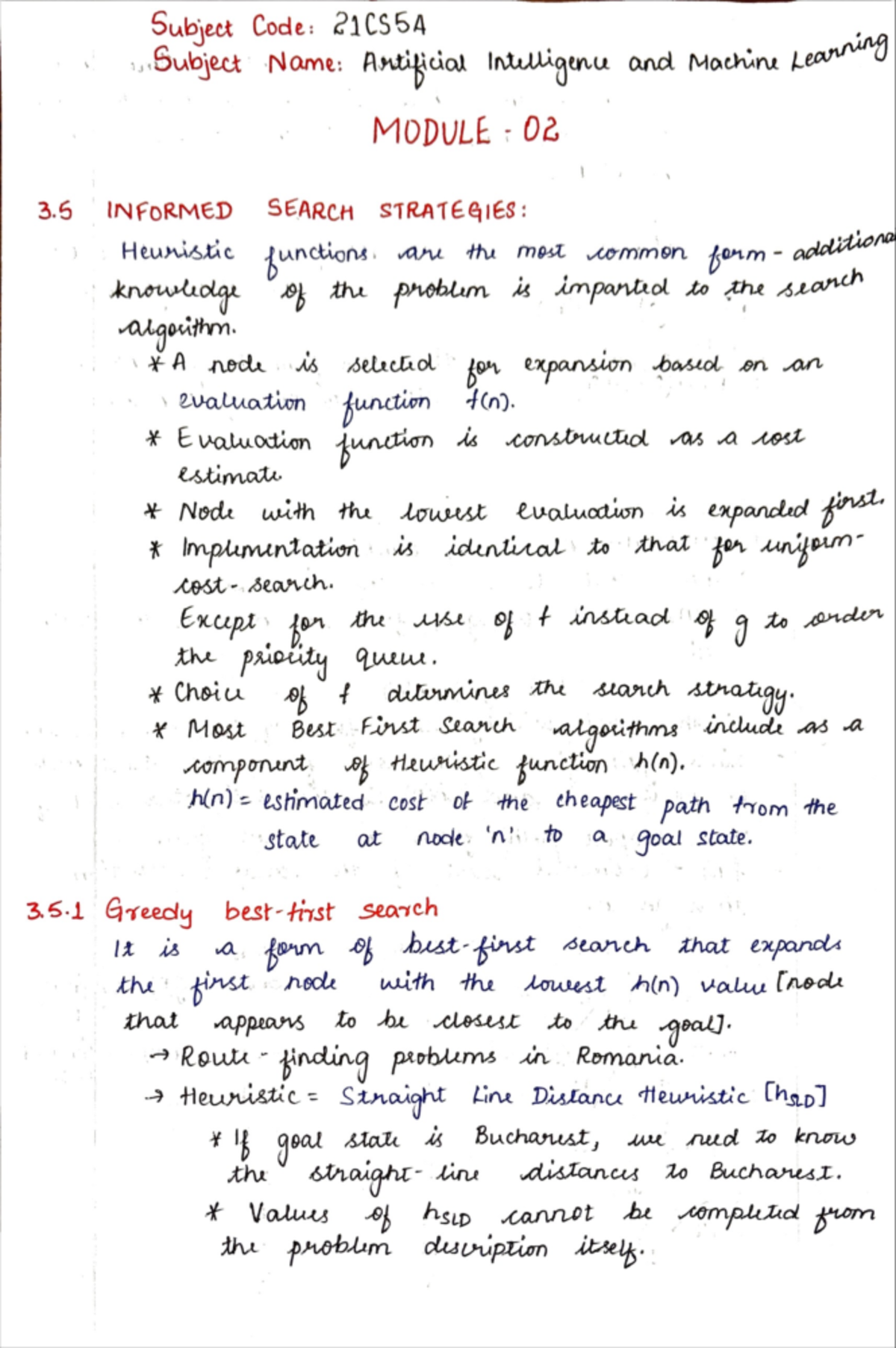 21CS54 AIML Module 02 Part01 - Artificial Intelligence - Studocu