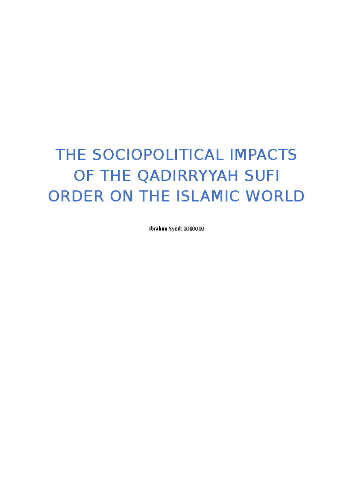 Qadiriyyah final - Grade: 79 - THE SOCIOPOLITICAL IMPACTS OF THE ...