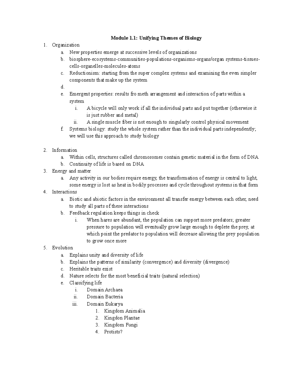 Module 1 Notes (Scientific Method and Darwin) - Module 1: Unifying ...