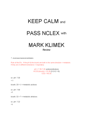 Markklimekfull - NCLEX PRACTICE QUESTIONS - Quick Notes: There’s a ...