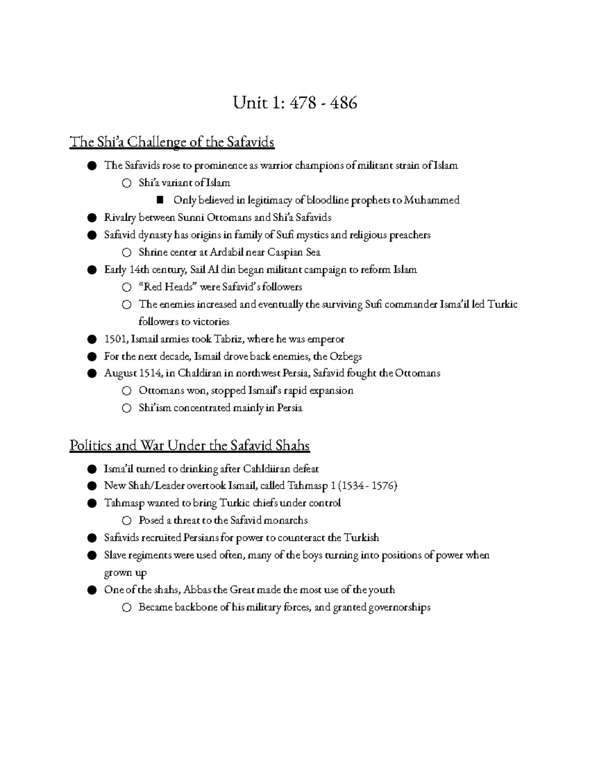 Unit 1 (2) Islam Civilizations - Unit 1: 478 - 486 The Shi’a Challenge ...