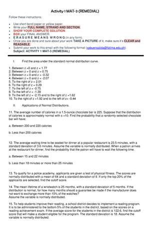 Probability Distribution (Activity 1) - Name ...