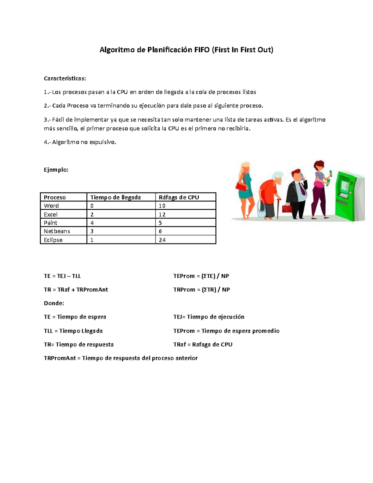 Algoritmo de Planificación FIFO ejercicio - Algoritmo de Planificación ...