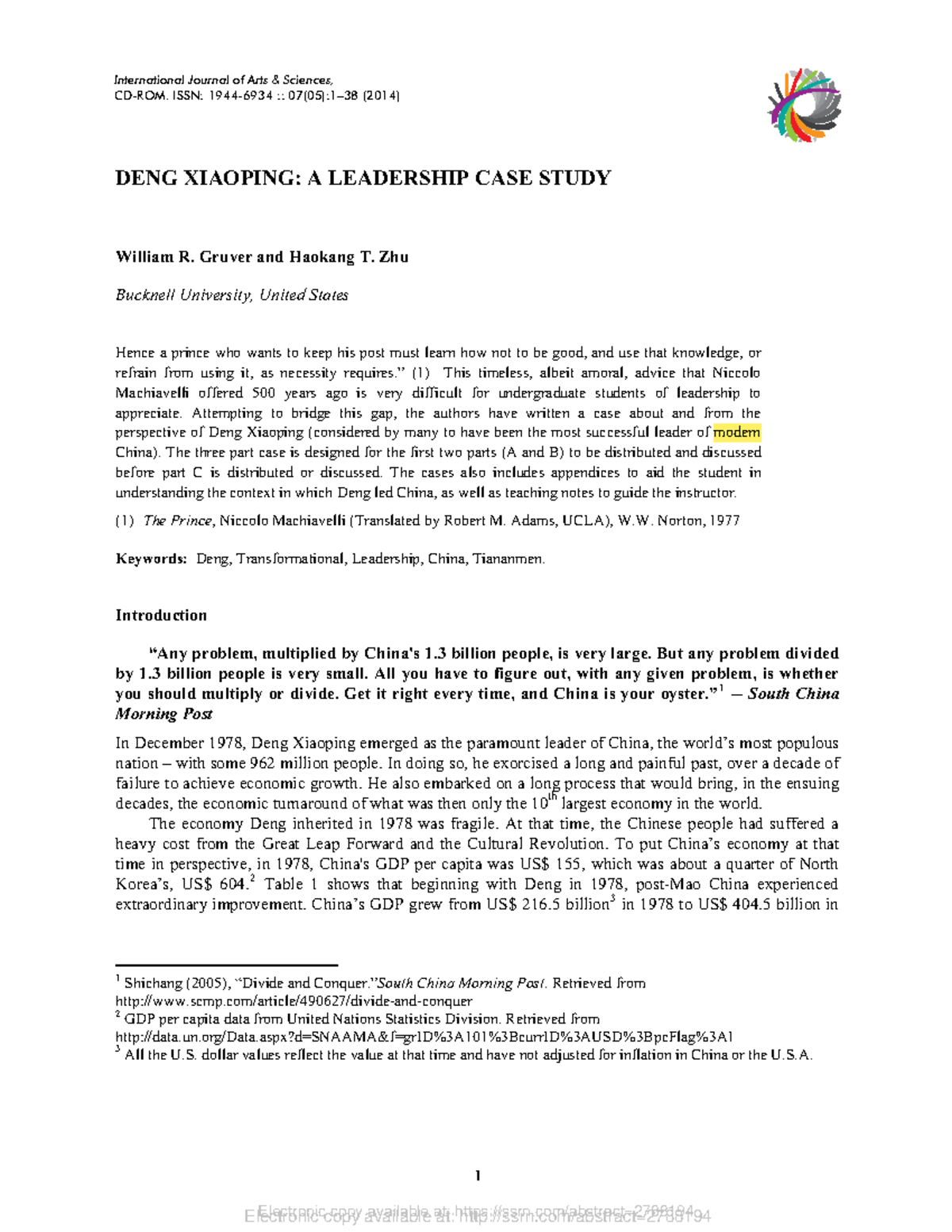 Deng Xiaoping - A leadership Case Study Ni B - Electronic copy ...