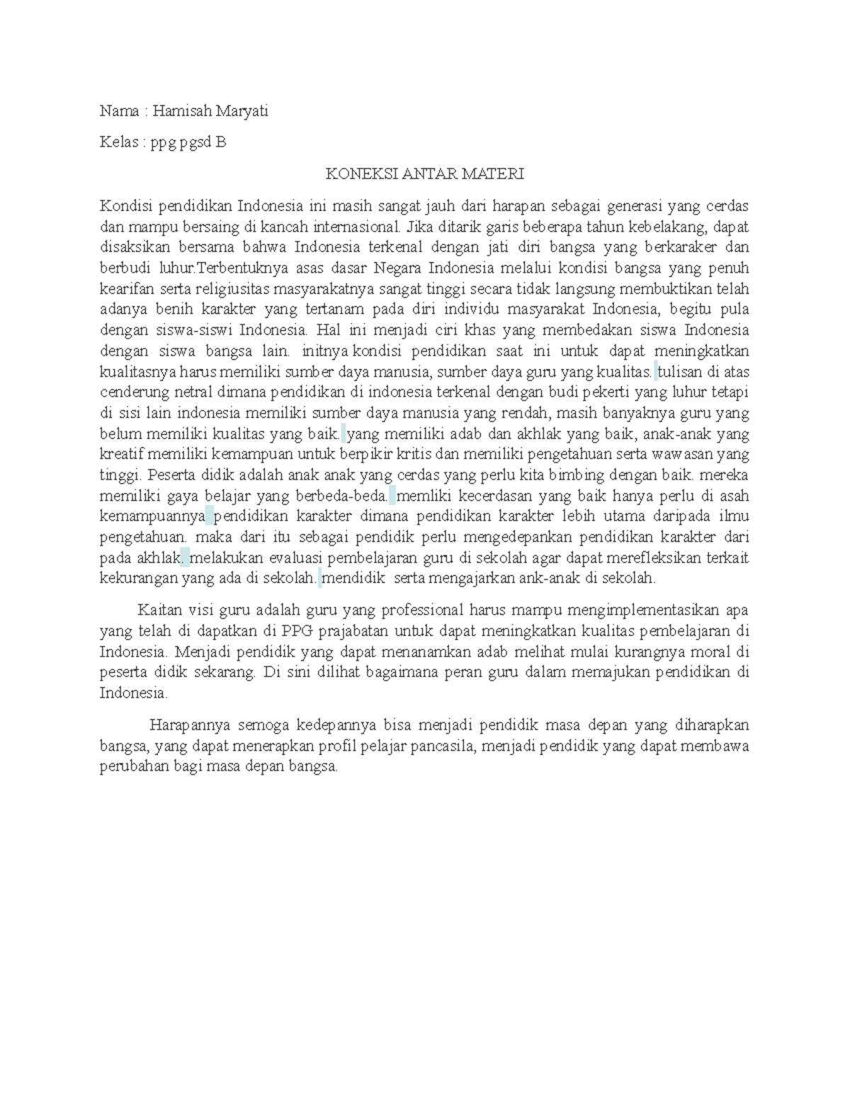 Hamisah Maryati Koneksi Antar Materi - Nama : Hamisah Maryati Kelas ...