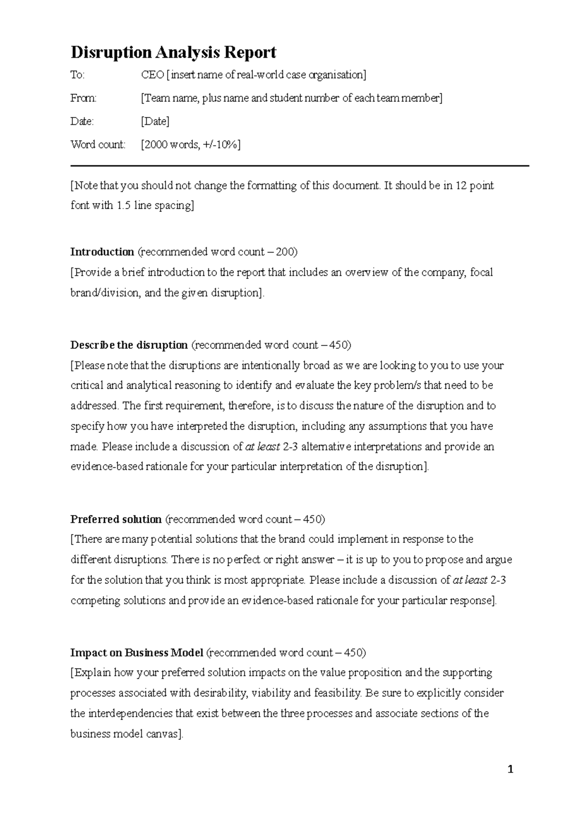 Disruption Analysis Report template-2 - Disruption Analysis Report To ...