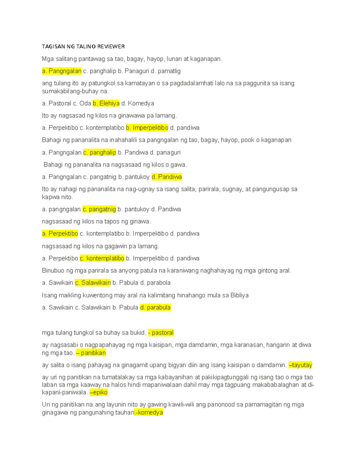 520594294 Tagisan NG Talino Reviewer 7 - TAGISAN NG TALINO REVIEWER Mga ...