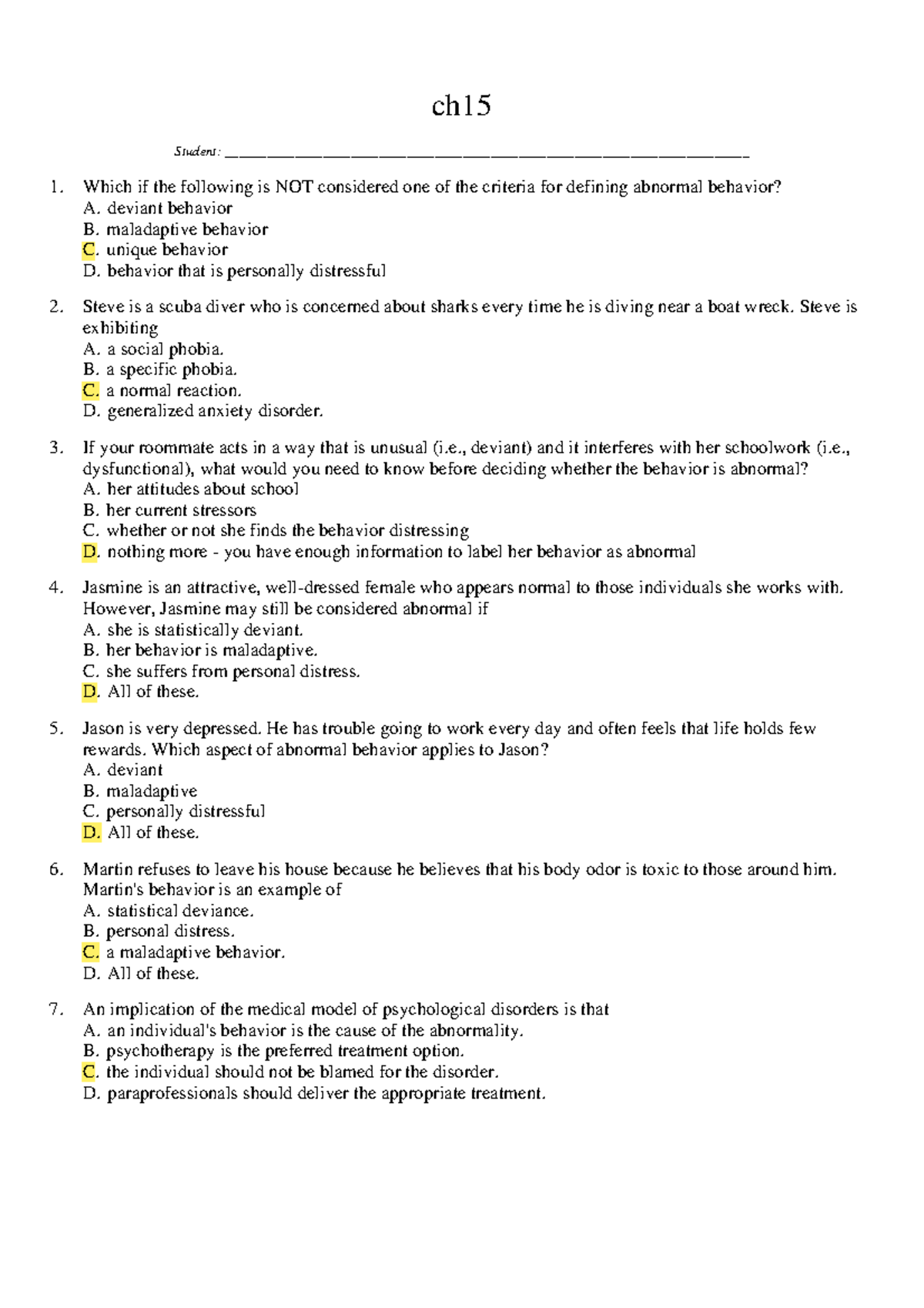 Ch15 check - test bank - ch Student: - Studocu