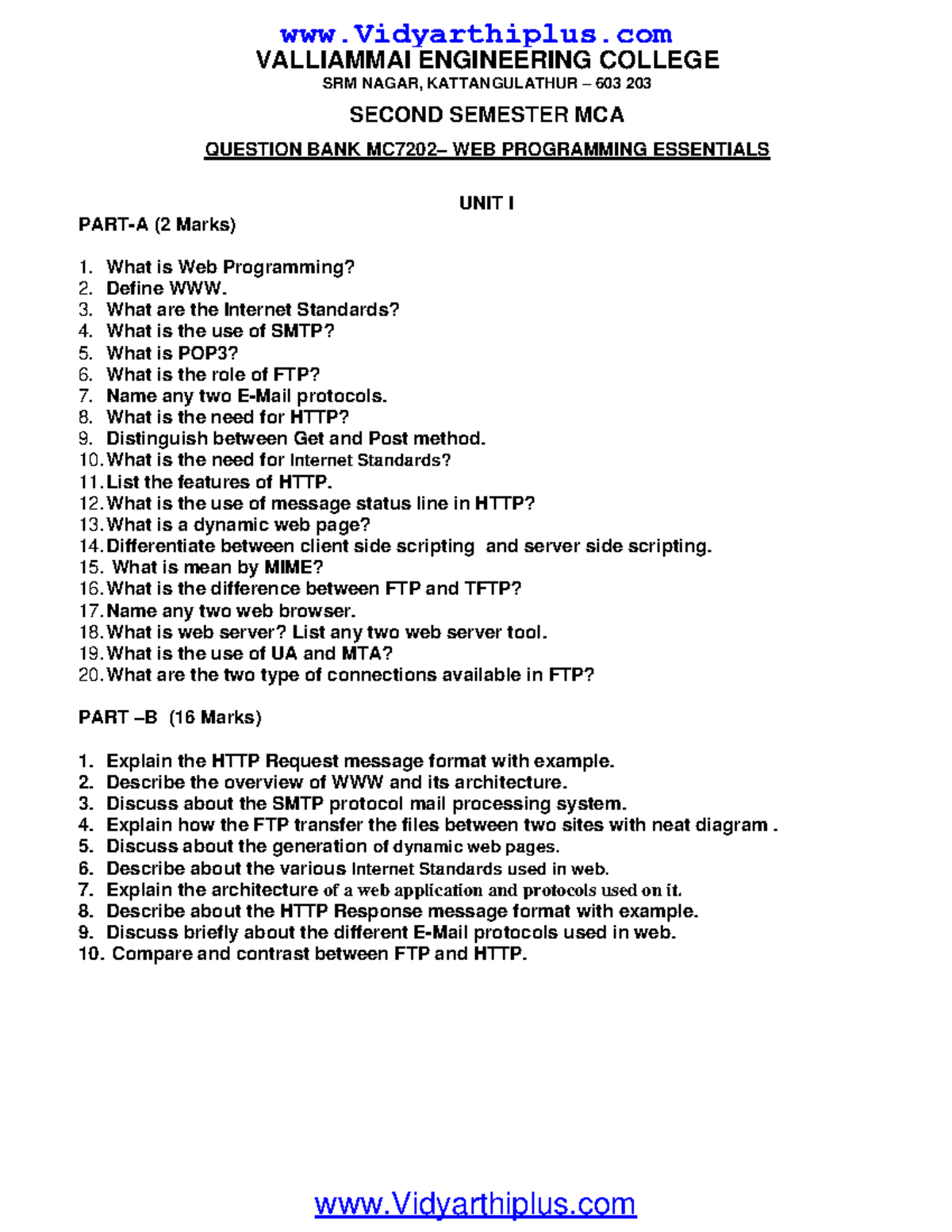 MC5303 Web Programming Essentials Questions VALLIAMMAI ENGINEERING mc5303-web-programming-essentials-questions-valliammai-engineering