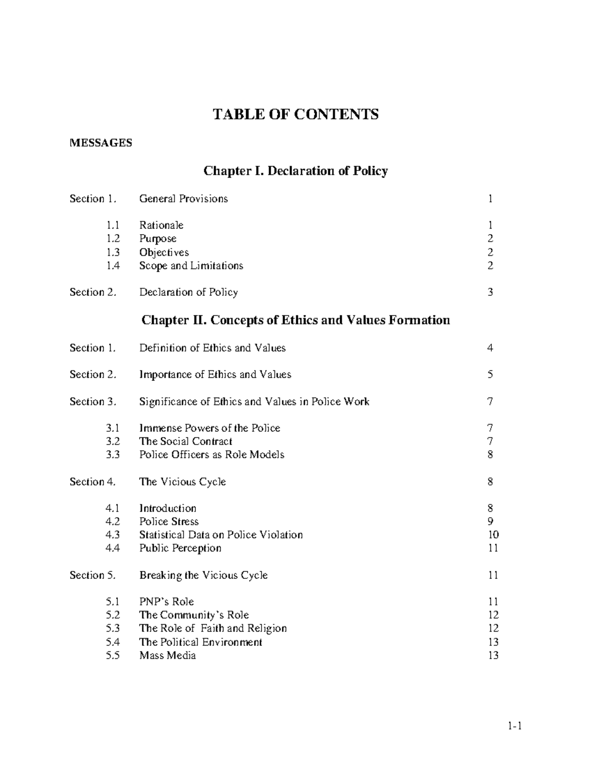 ethics-and-values-formation-manual-table-of-contents-messages-section