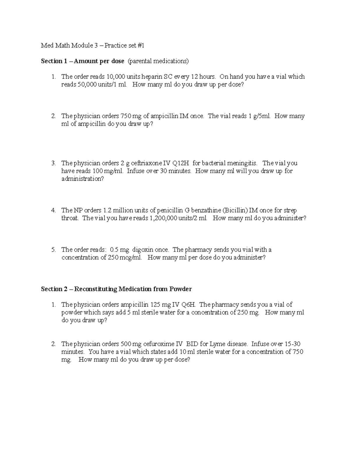 2021 MSE Module 3 practice set 1 - Med Math Module 3 – Practice set ...