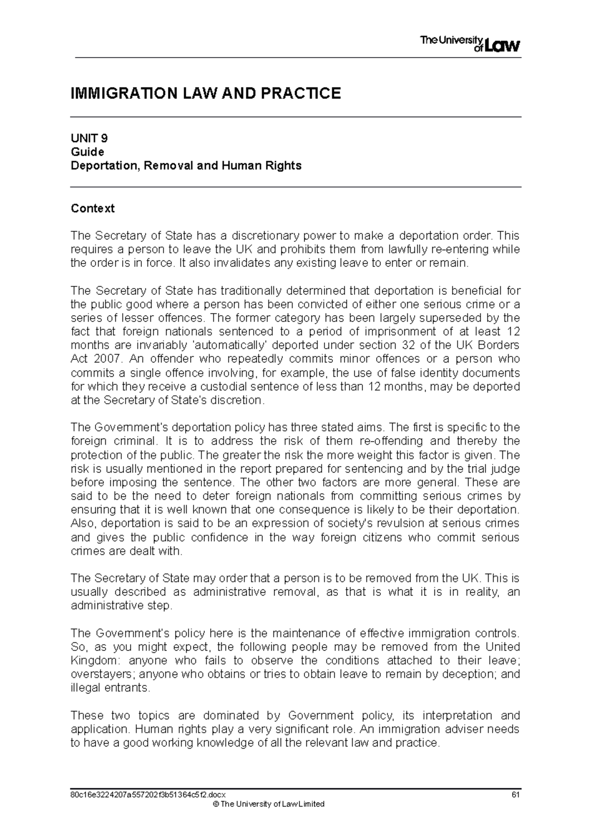 2223 imm ws09 ce01 guide t - IMMIGRATION LAW AND PRACTICE UNIT 9 Guide ...