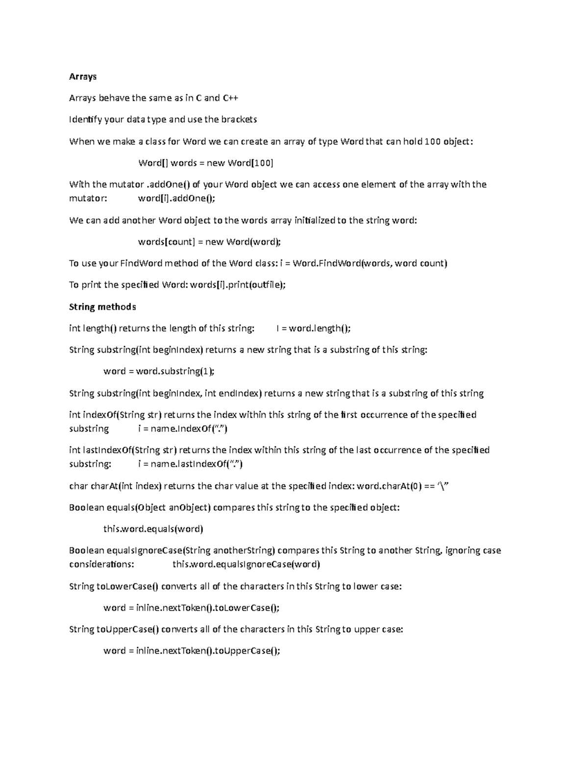 Java Lesson 5 Na Arrays Arrays Behave The Same As In C And C Identify Your Data Type And