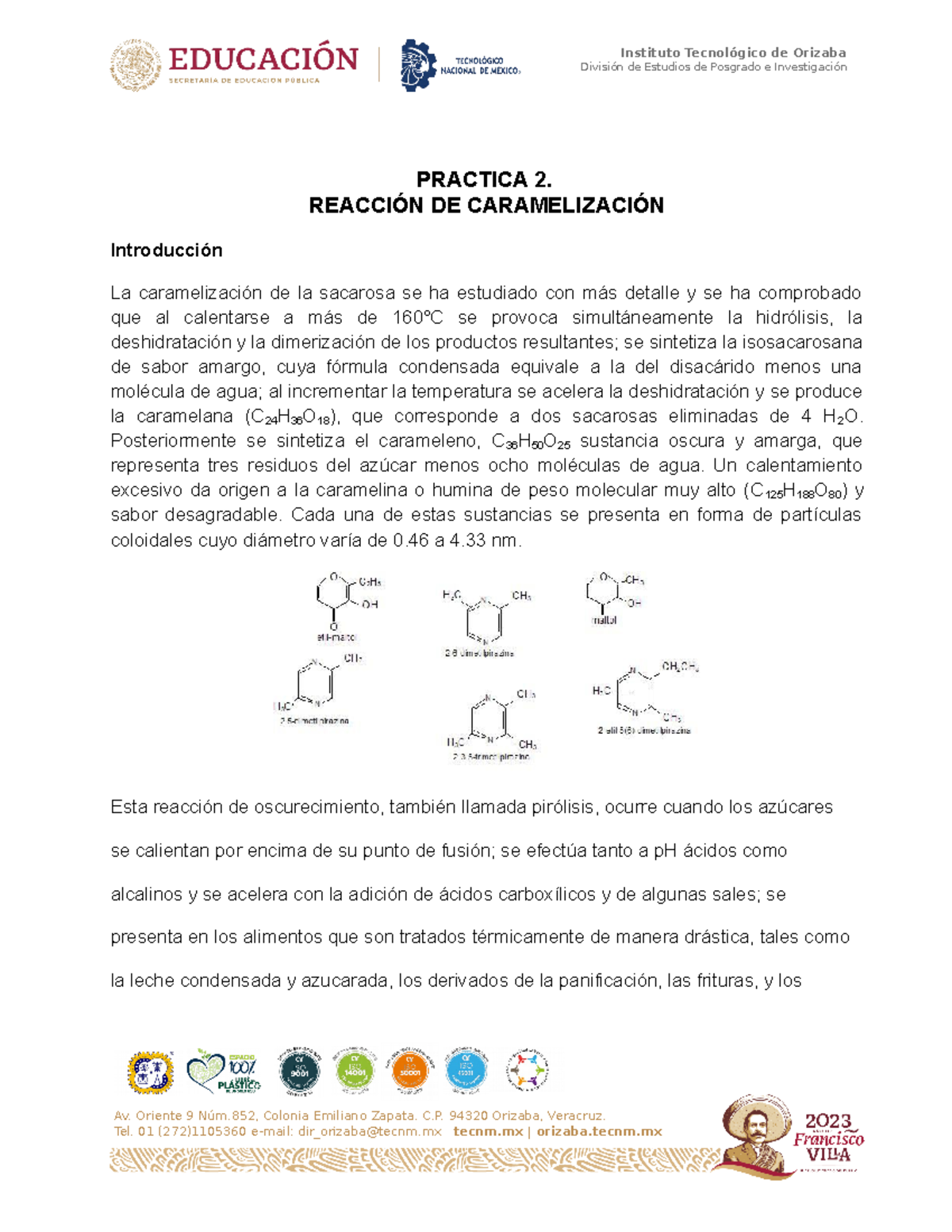 Practica 2 ReaccióN DE CaramelizacióN - PRACTICA 2. REACCIÓN DE CARAMELIZACIÓN Introducción La ...