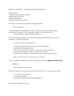 Biostats Chapter 10 - BIOSTATS 3/27 CHAPTER 7 QUIZ REVIEW Question #34 ...
