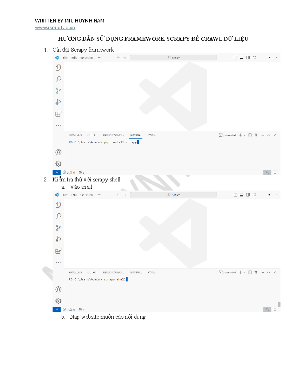 Huongdan_scrapy - ismart.io HƯỚNG DẪN SỬ DỤNG FRAMEWORK SCRAPY ĐỂ CRAWL ...