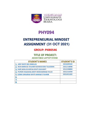 Assignment Physics - UNIVERSITI TEKNOLOGI MARA KAMPUS DENGKIL PHY098 ...
