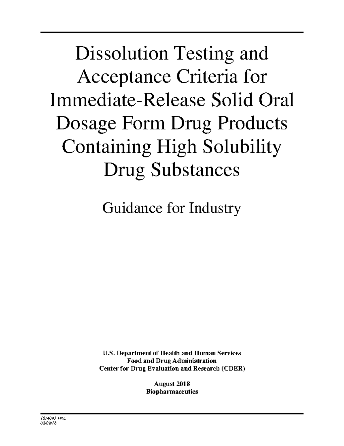 Dissolution Testing and Acceptance Criteria for Immediate Release Solid ...