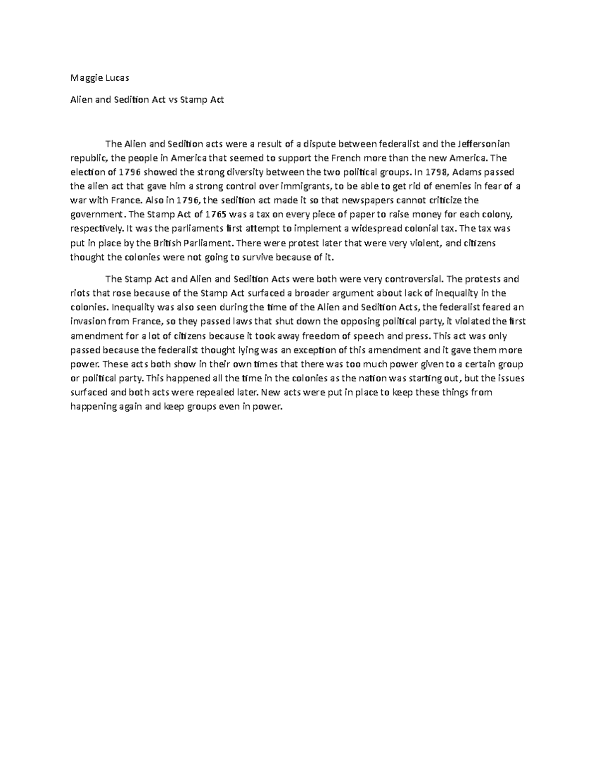 HY103 Paired Identification Practice - Maggie Lucas Alien and Sedition ...