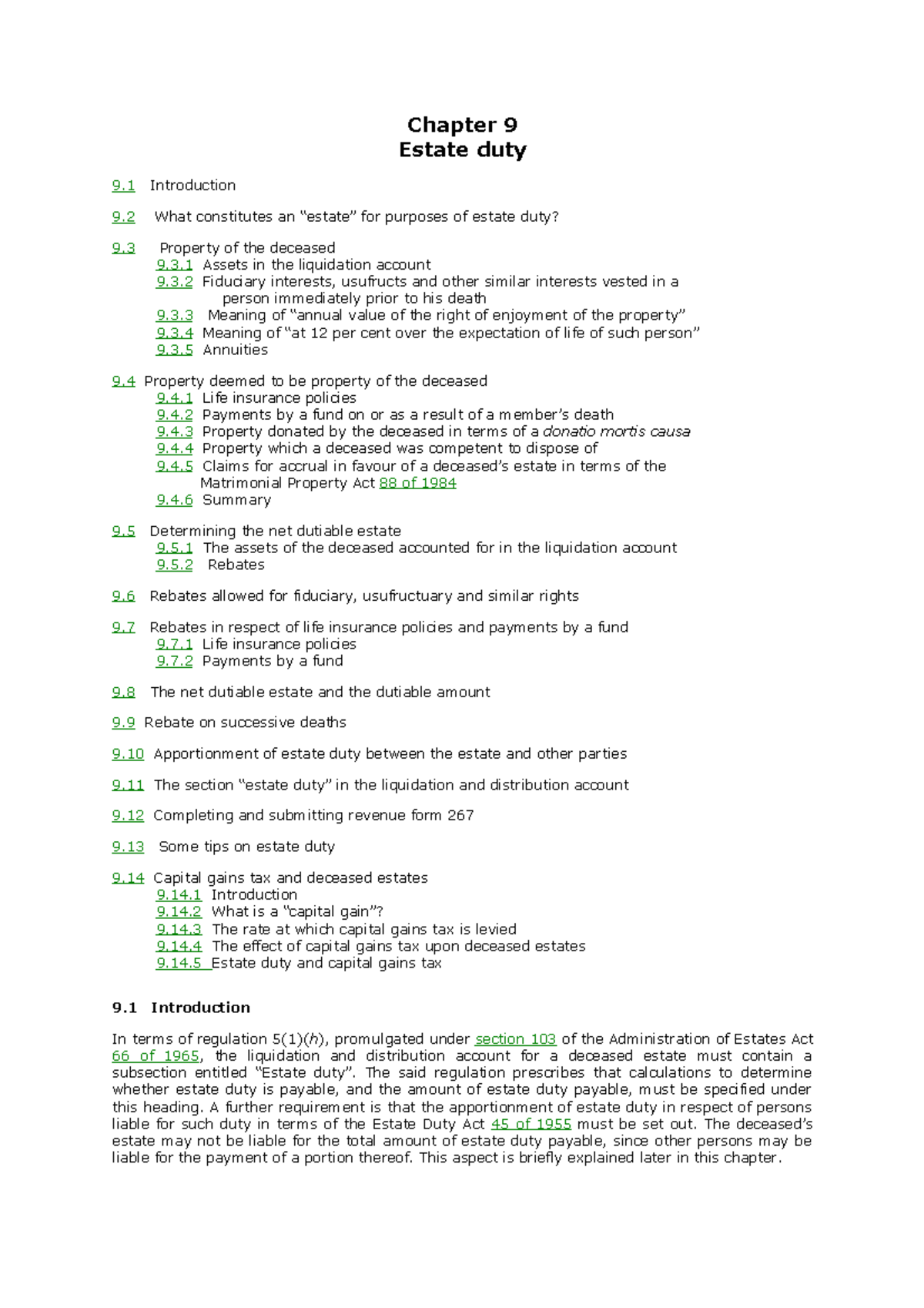 Chapter 9 - Dr Z. Ntshuntshe - Chapter 9 Estate duty 9 Introduction 9 ...