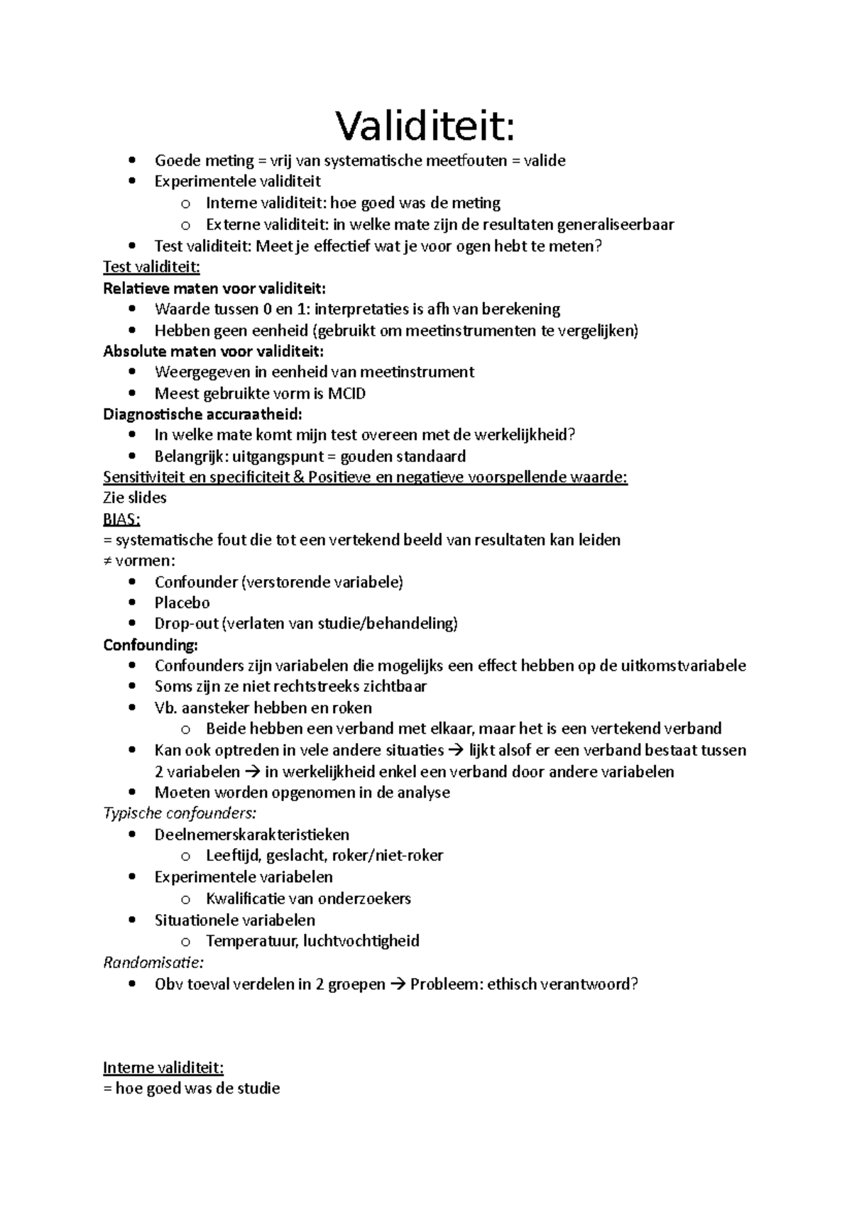Validiteit - Van R. De Pauw - Validiteit: Goede meting = vrij van ...
