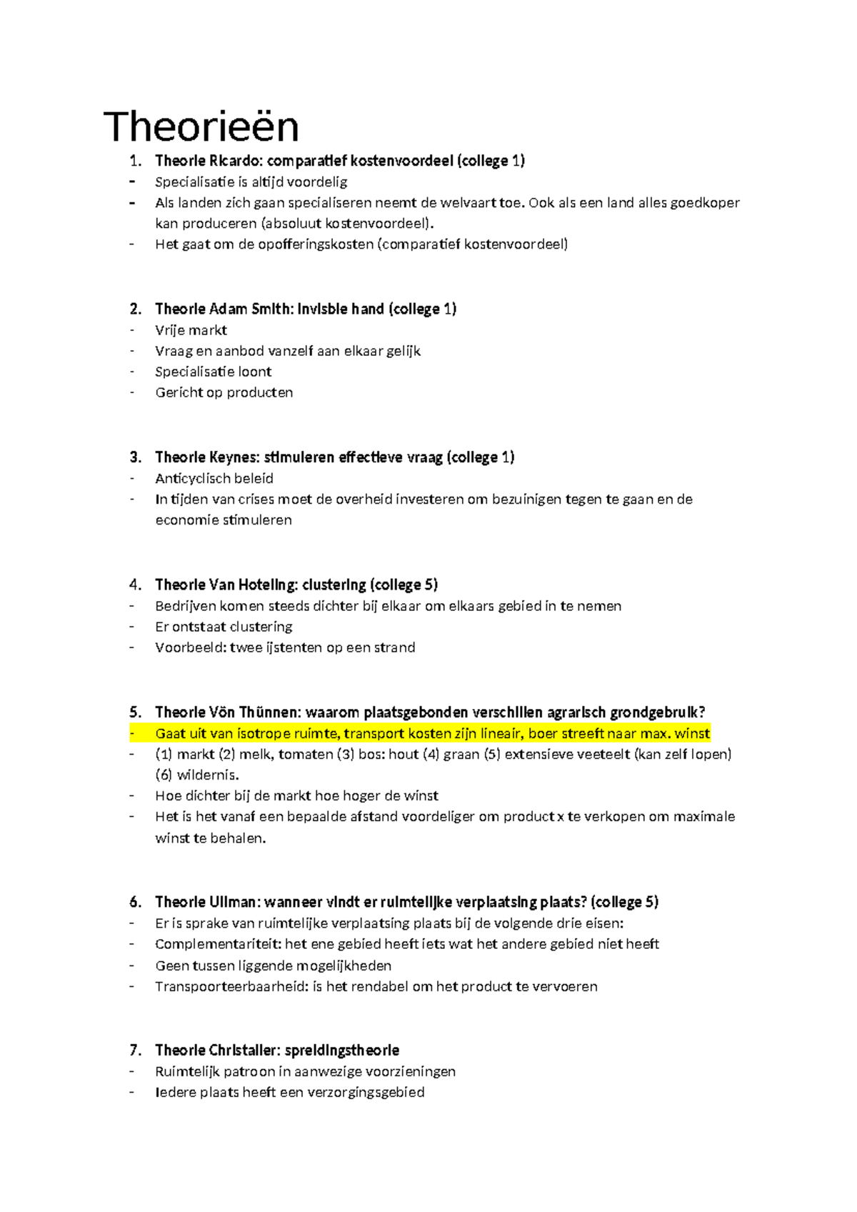 Economische theorieen, begrippen & vragen - Theorieën Theorie Ricardo ...