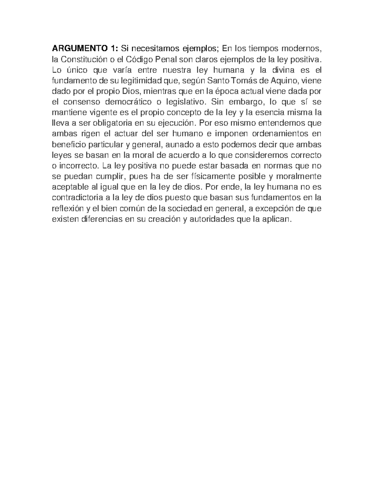 Argumento 1 - Argumentó para un debate - ARGUMENTO 1: Si necesitamos ...