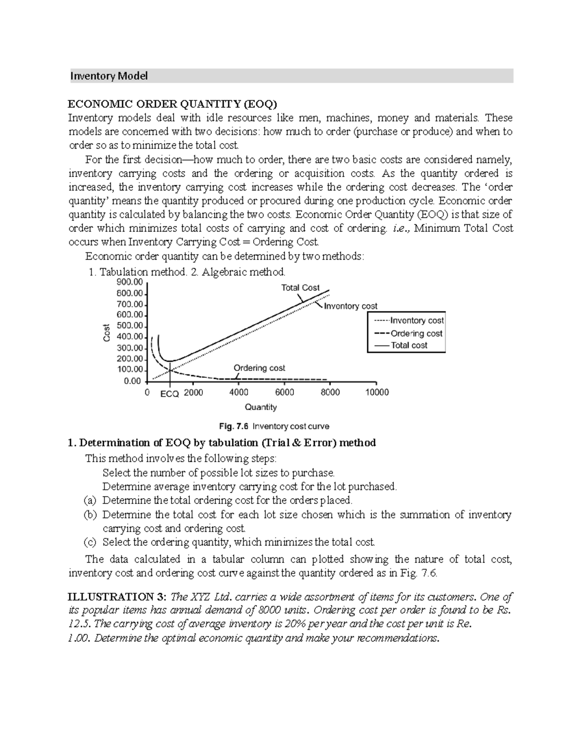 Inventory Model - Inventory Model ECONOMIC ORDER QUANTITY (EOQ ...
