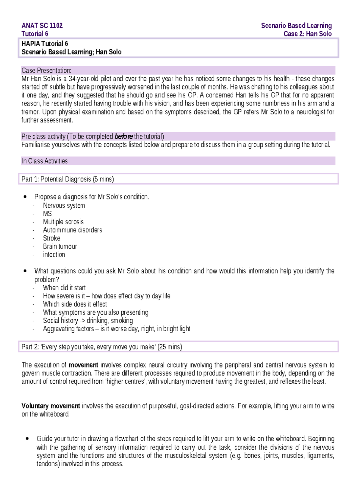 Hapia Tutorial 6 - notes - Tutorial 6 Case 2: Han Solo HAPIA Tutorial 6 ...