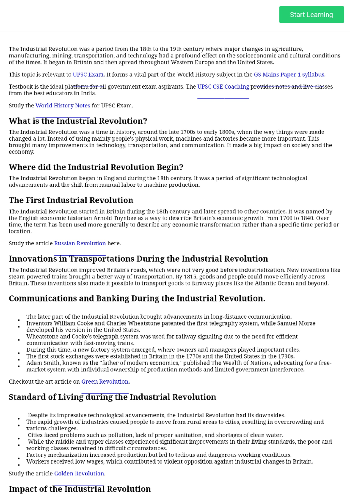 Industrial Revolution -Overview, Causes, Impact & Advantages - Start ...