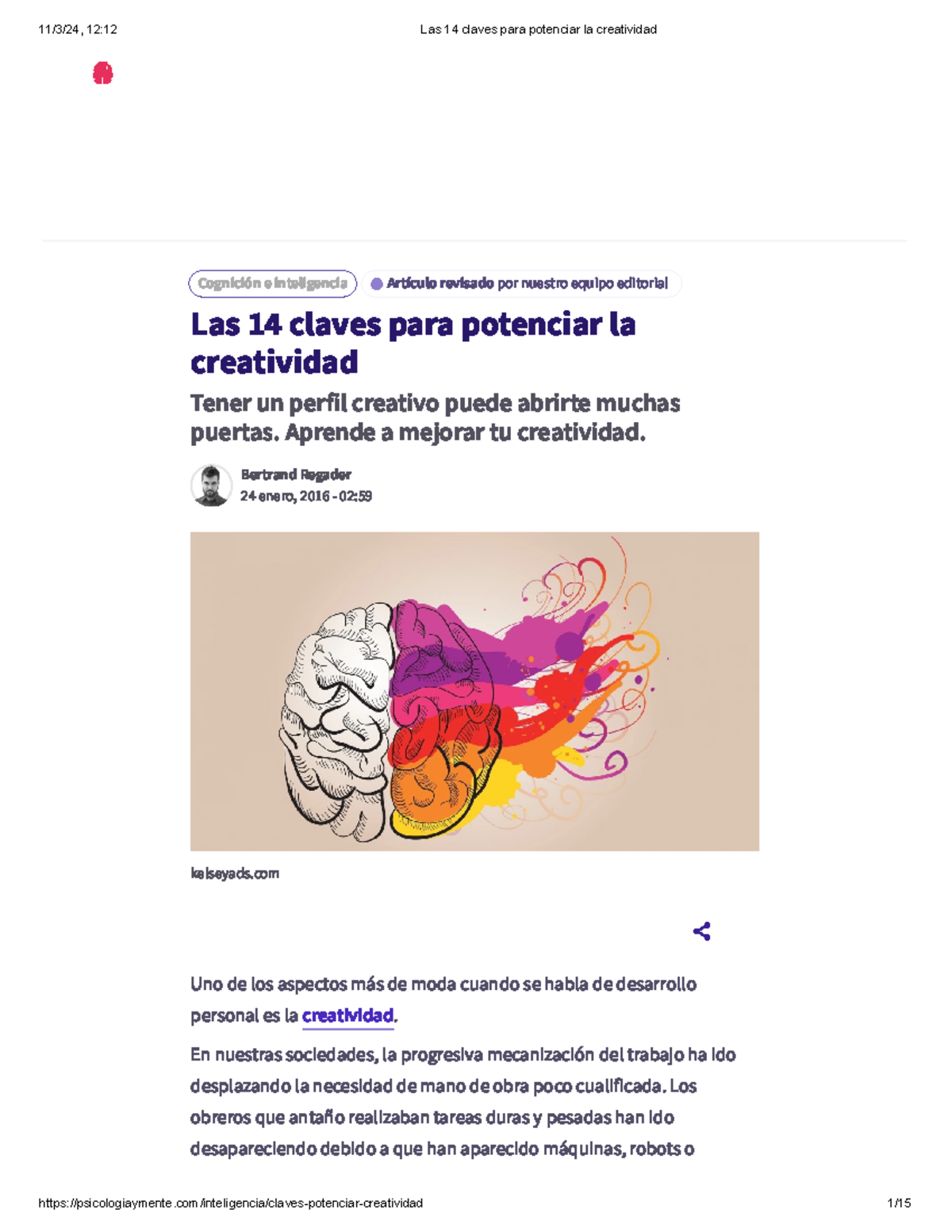 Las 14 claves para potenciar la creatividad - Cognición e inteligencia ...