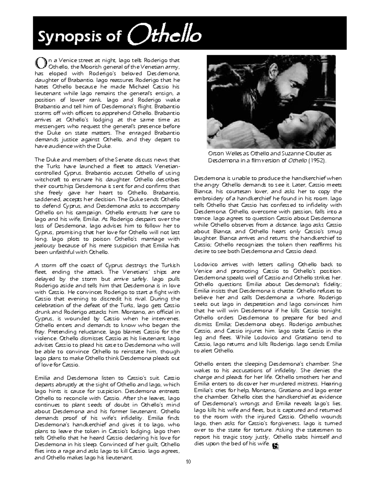 Summary of Othello by shakespeare - O n a Venice street at night, Iago ...