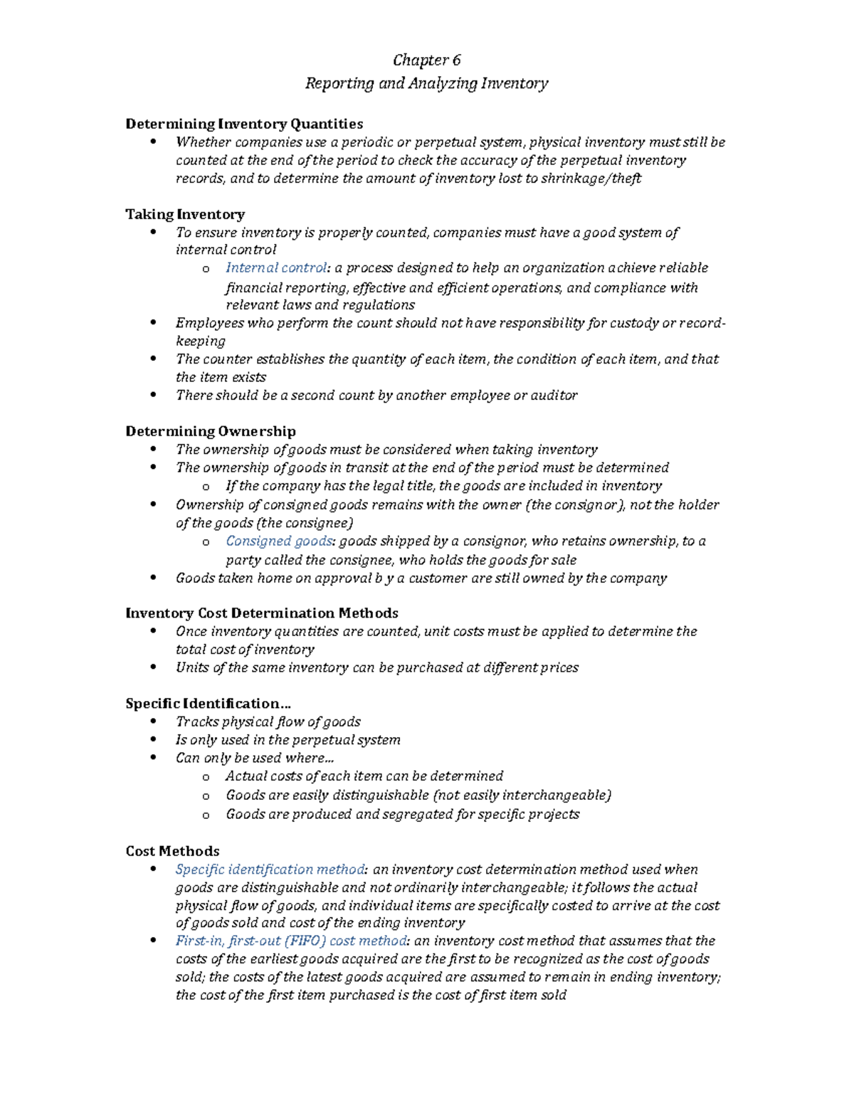ACCT1220 * Chapter 6 * Reporting and Analyzing Inventory - Chapter 6 Reporting and Analyzing ...