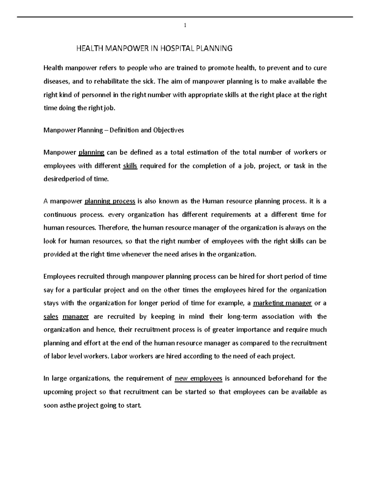 Health Manpower in Hospital Planning - HEALTH MANPOWER IN HOSPITAL ...