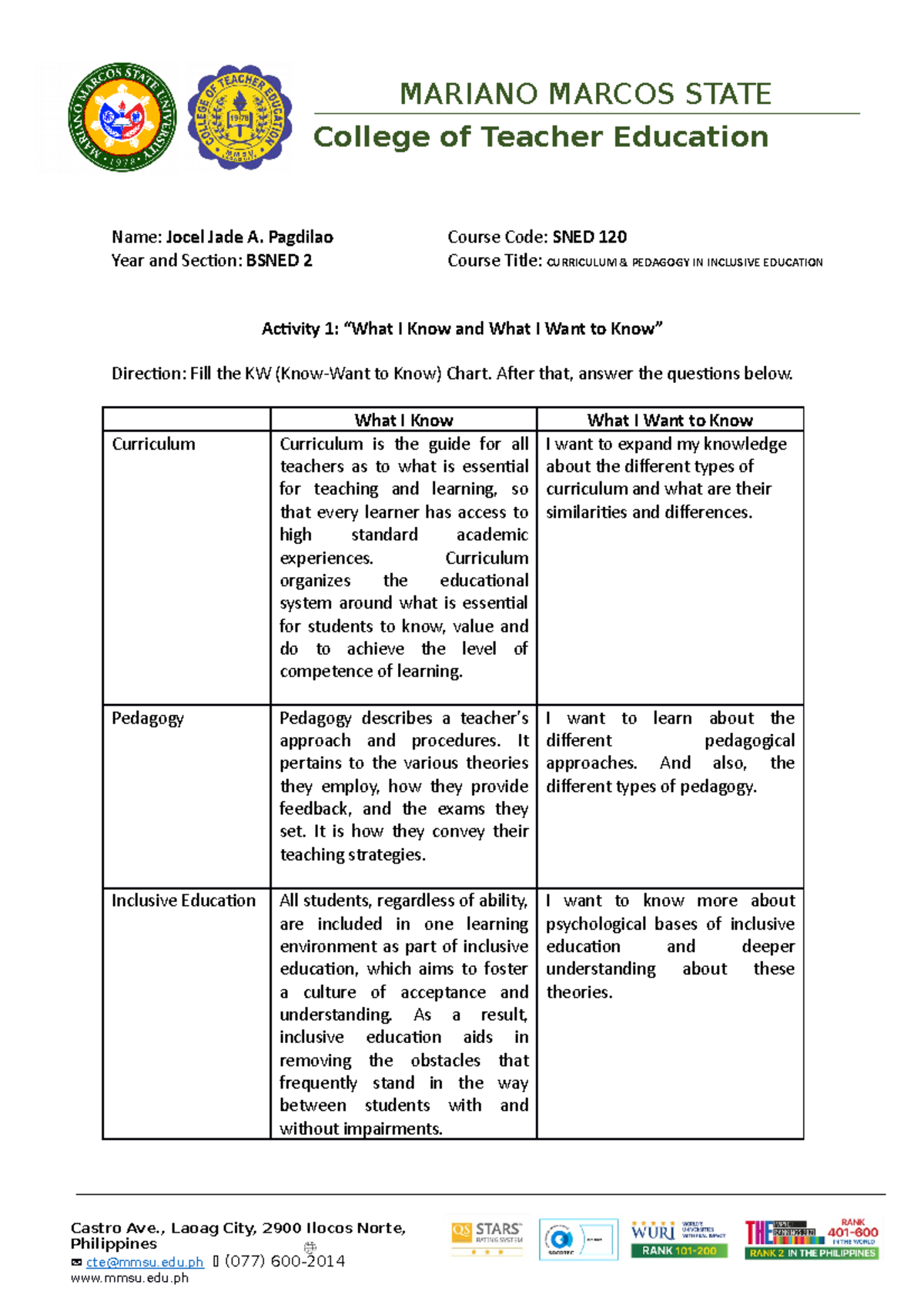 Pagdilao Jocel Jade A - I hope it can help. - Name: Jocel Jade A ...